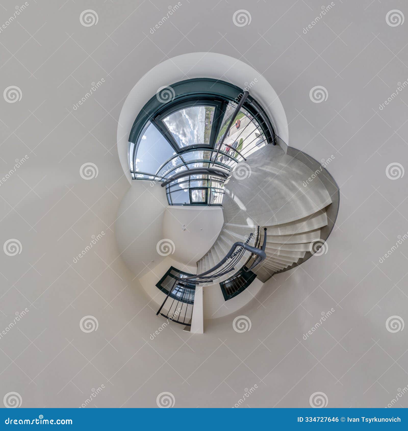 Abstractly Twisted into Spherical 360 Panorama Interior of Modern ...