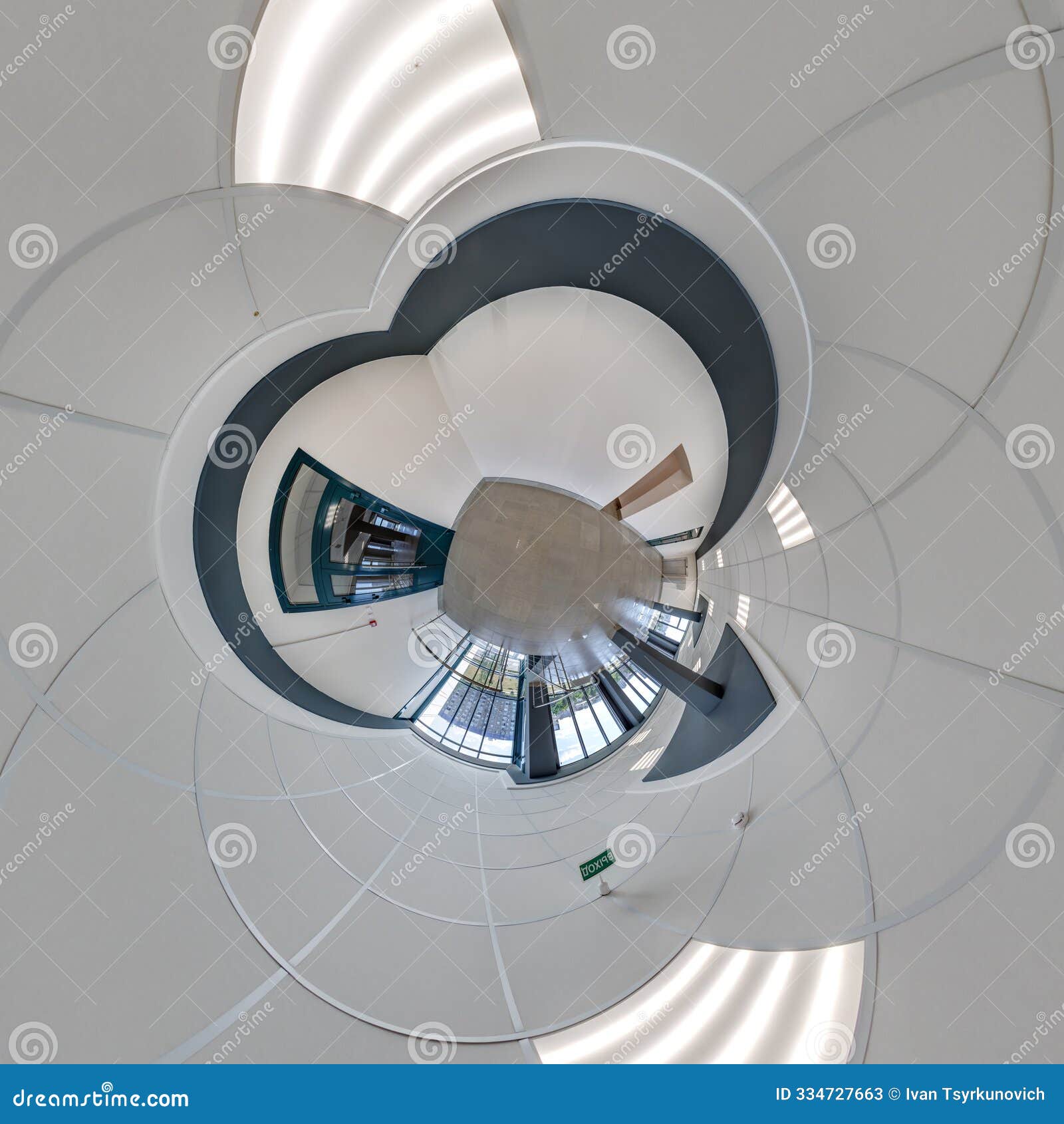 Abstractly Twisted into Spherical 360 Panorama Interior of Modern ...