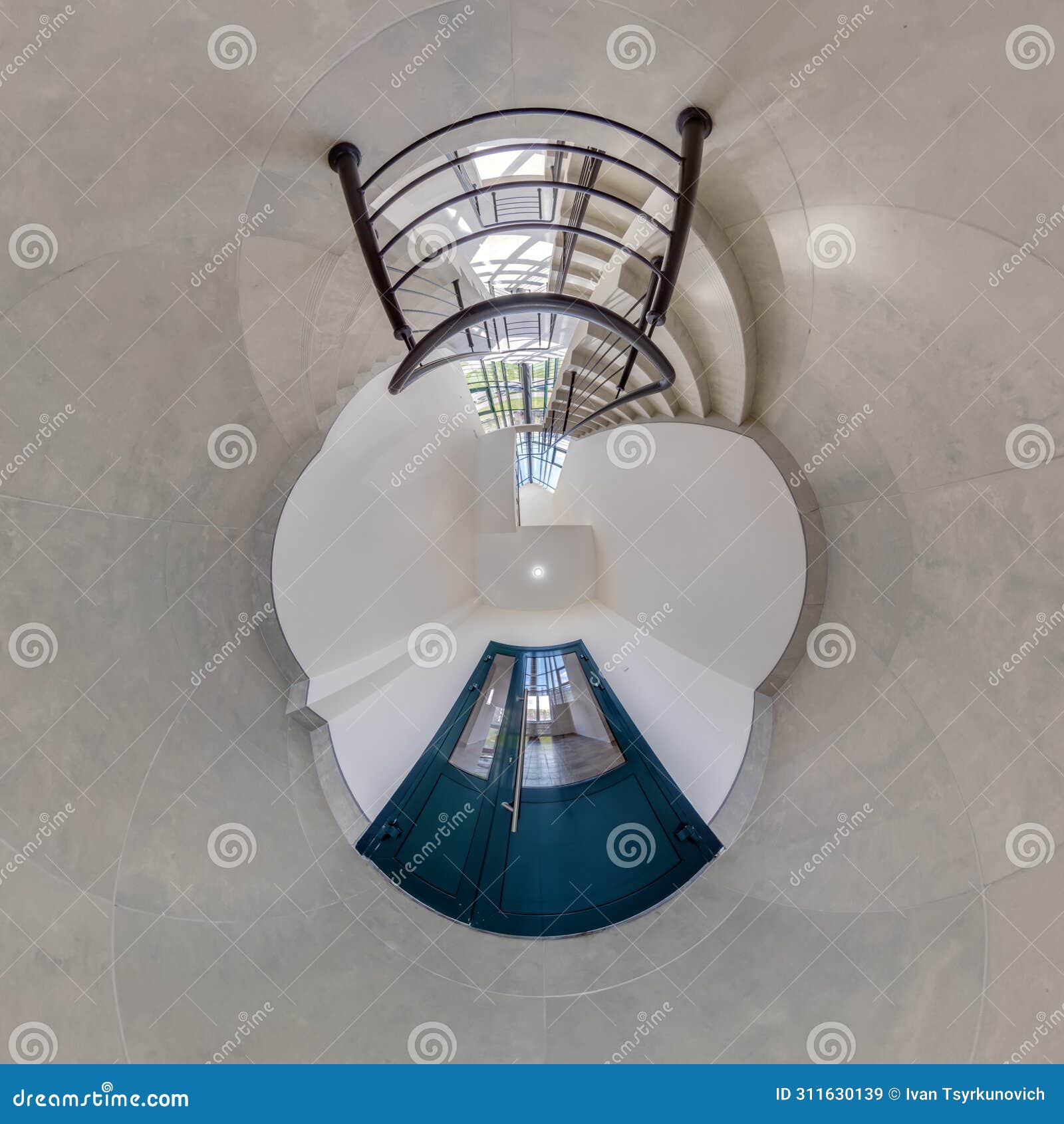 Abstractly Twisted into Spherical 360 Panorama Interior of Modern ...