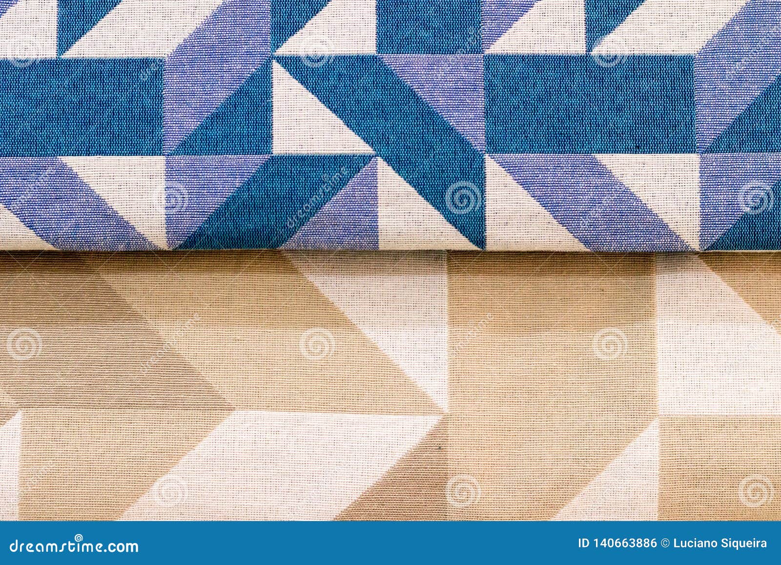 Abstract Pattern in Blue and Beige Fabrics Stock Photo - Image of ...
