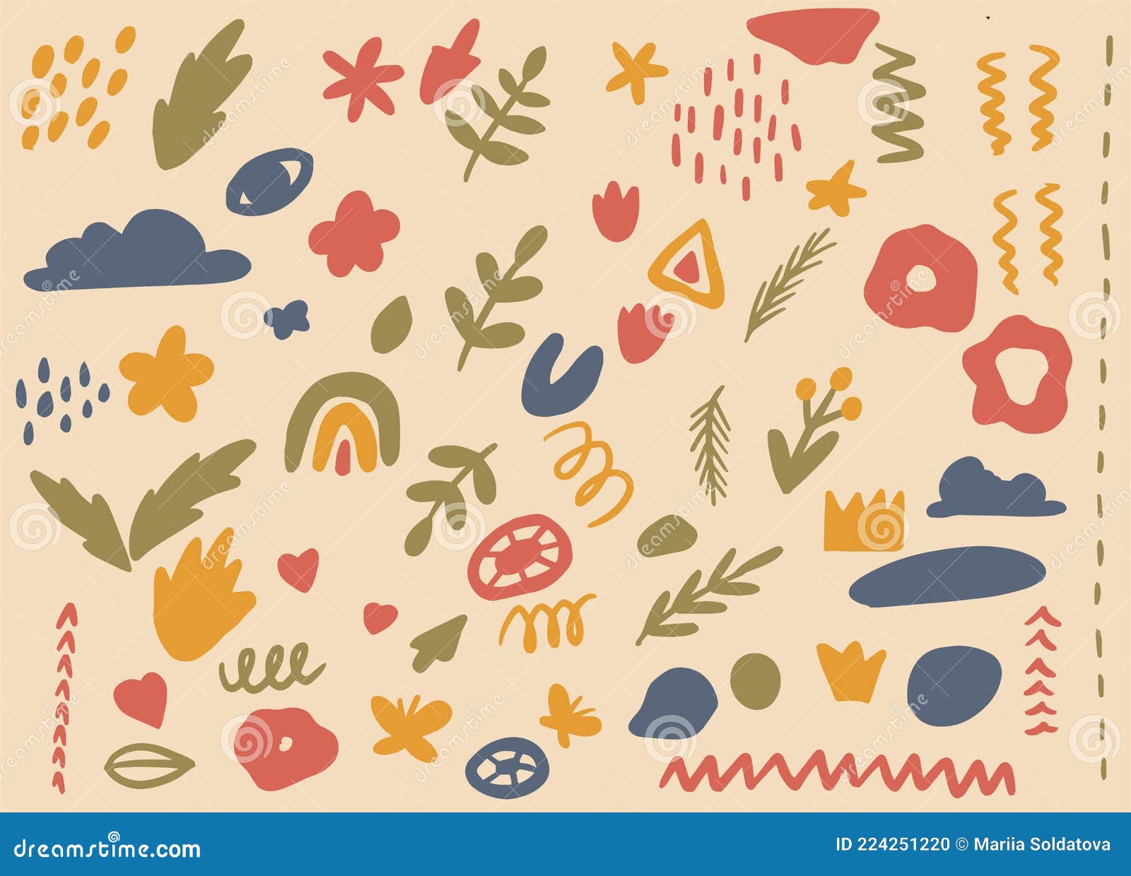 Abstracts Hand Drawn Vector Elements for Surface, Illustration ...