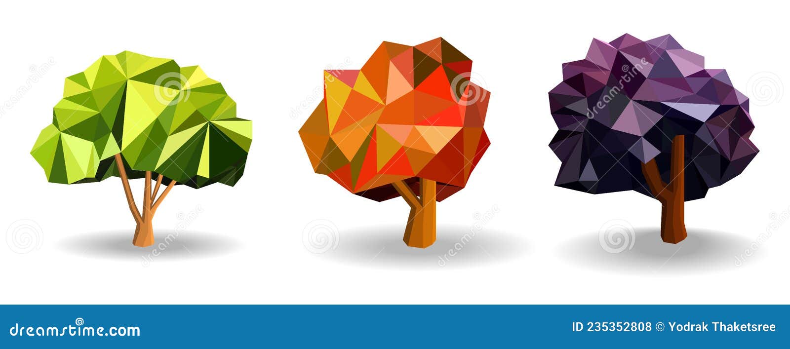 Abstracts Tree Polygon Icons Set Stock Vector - Illustration of group ...