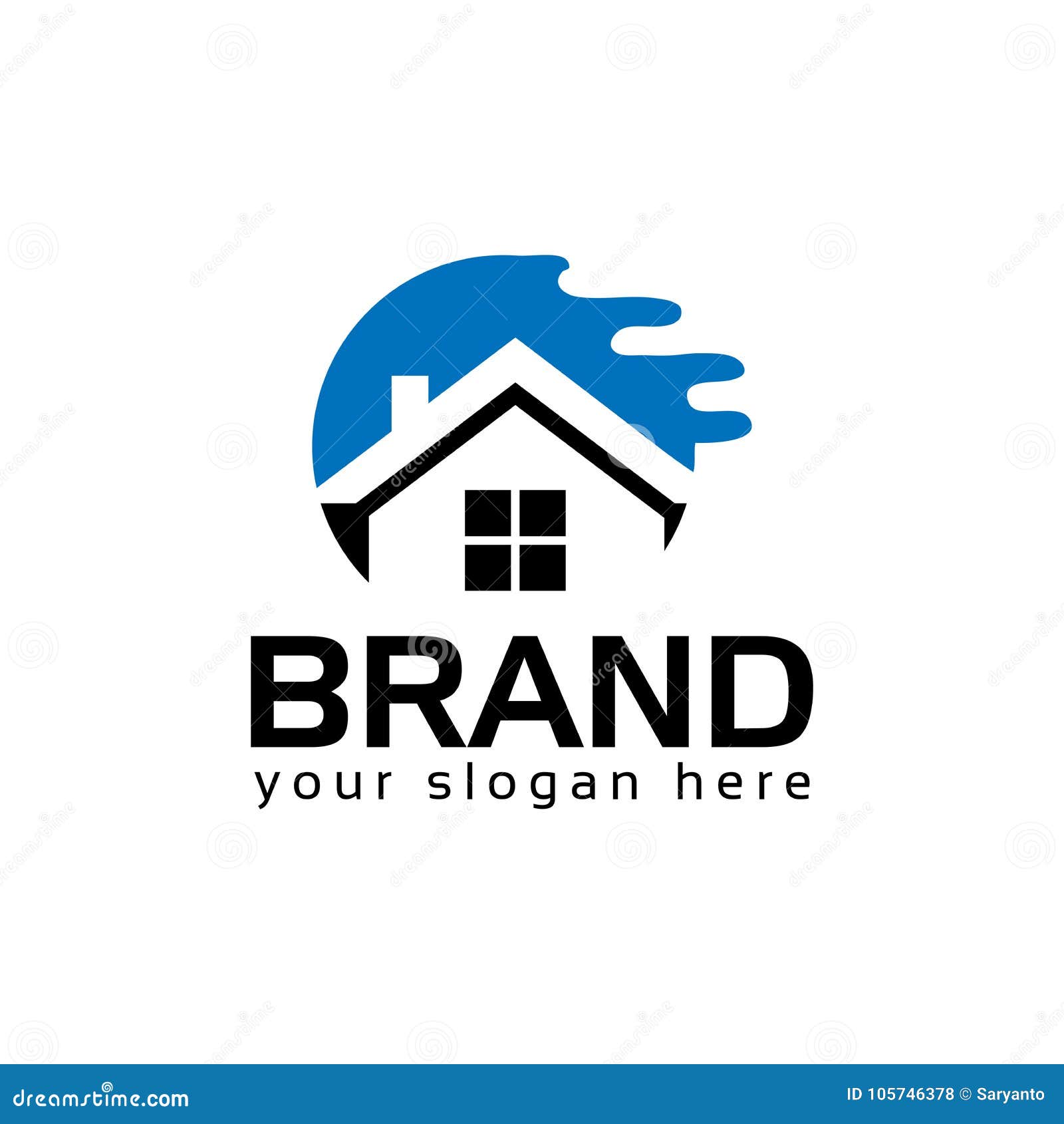 Abstrakt Huslogo - Blått Hus Logo Vector Illustration Vektor ...