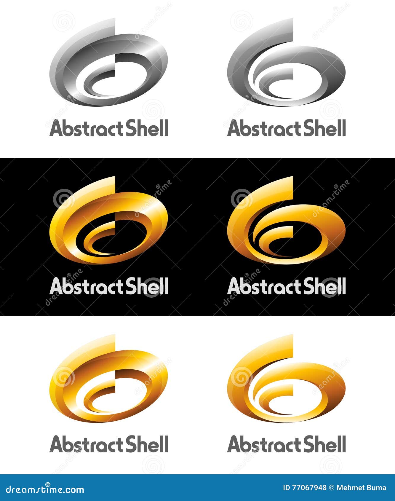 Abstrakta Spriral Shell Vector Logos Och Symboler Vektor Illustrationer ...