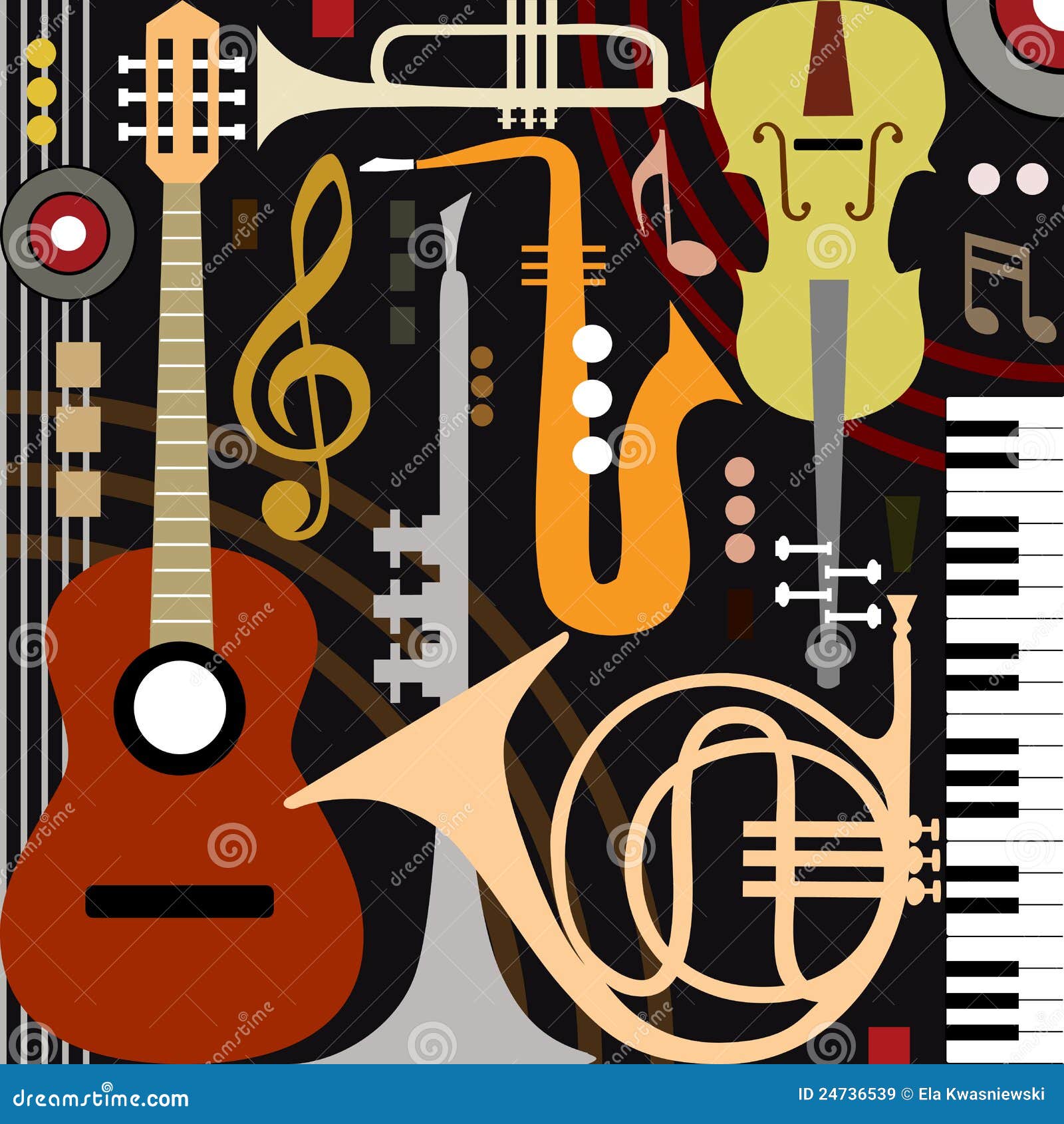 Abstrakte Musikinstrumente vektor abbildung. Illustration von ...