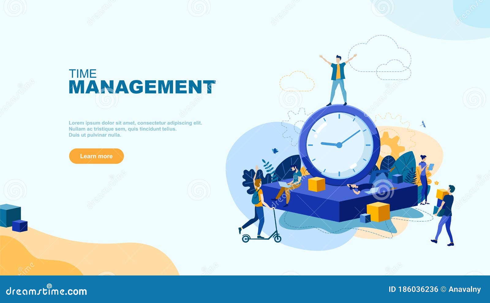 Time Management Page Concept. Time To Work. People Use Time in ...