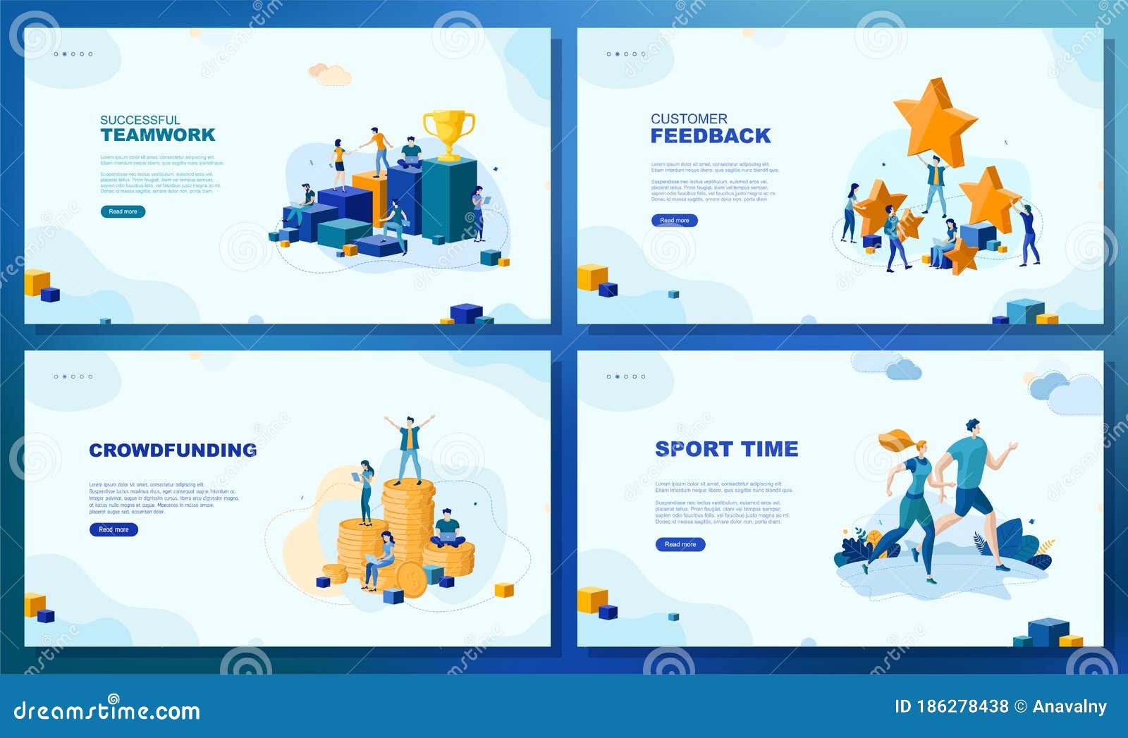 Set of Web Page Concepts. Sport Time. Customer Feedback. Successful ...