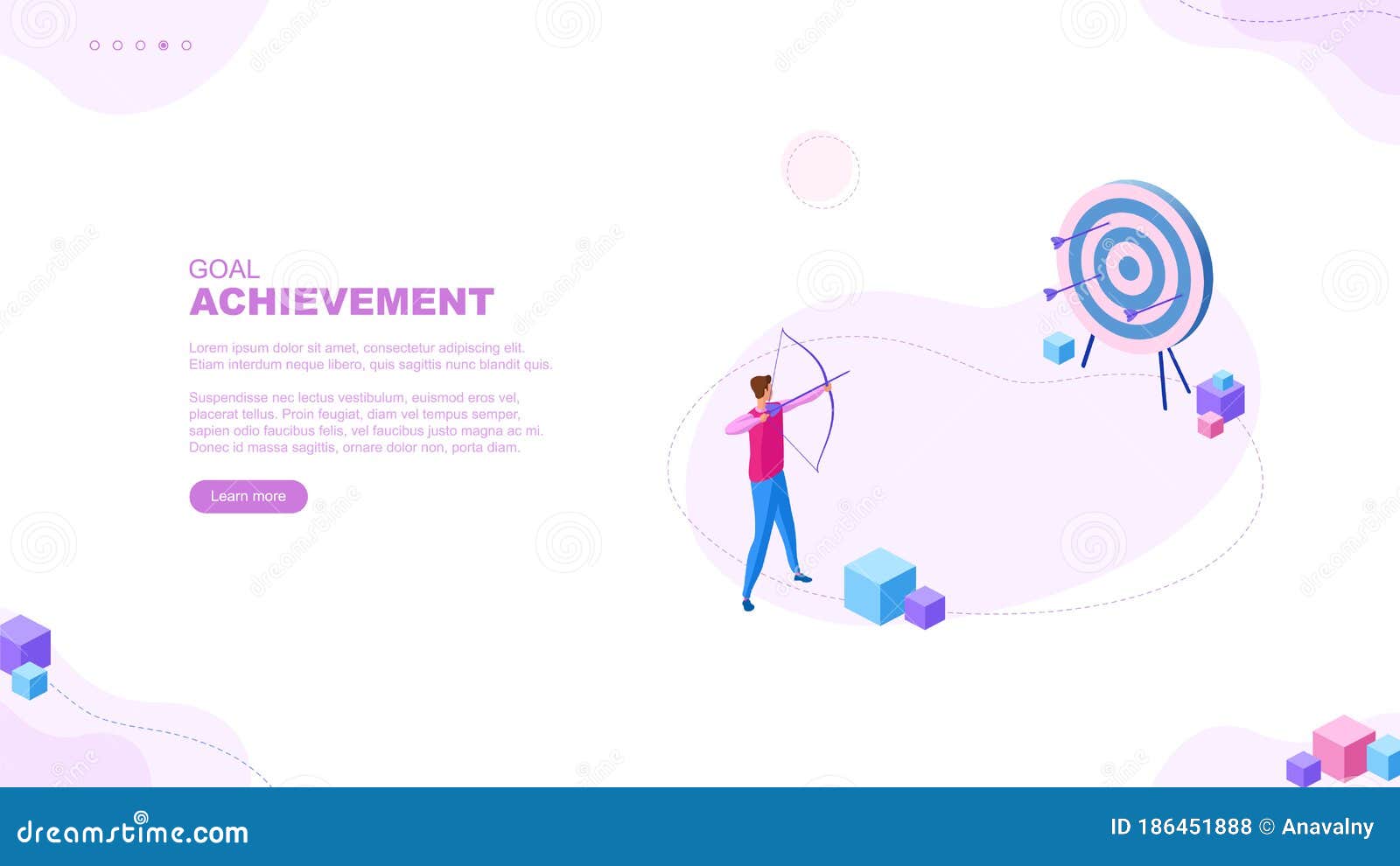 Goal Achievement Page Concept. Archer Aims At The Target. Working On ...