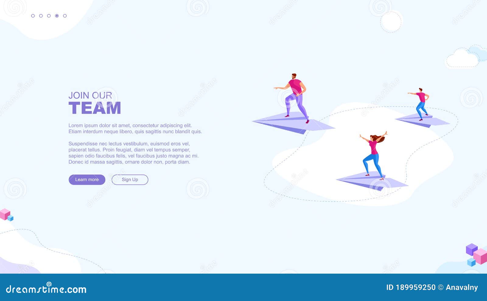 Join Our Team Page Concept. People Fly On Paper Airplanes. Teamwork ...