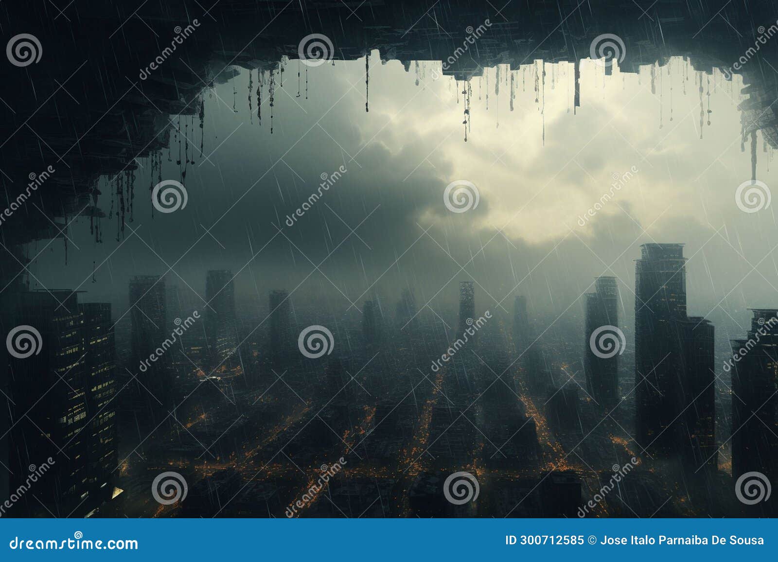 Absurd Apocalyptic Scenario of Upsidedown Rain Stock Illustration ...