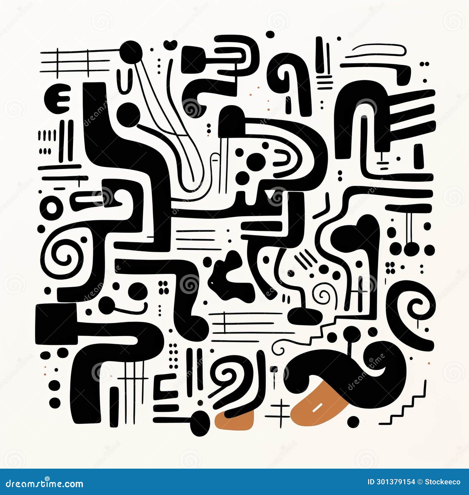 Absurd Doodle Poster With Bold Calligraphy And Soft Lines Stock Image ...