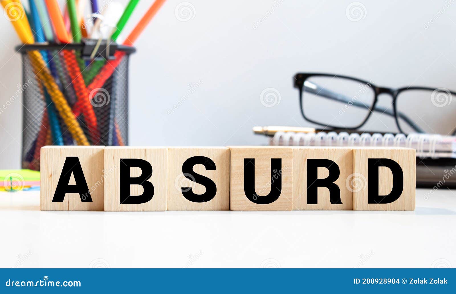 ABSURD Word Made with Building Blocks Stock Photo - Image of attractive ...