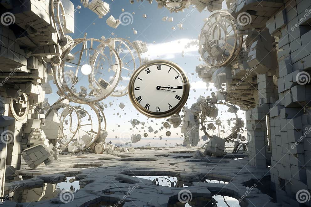 Absurdly Twisted Reality Where Time Has Stock Illustration ...