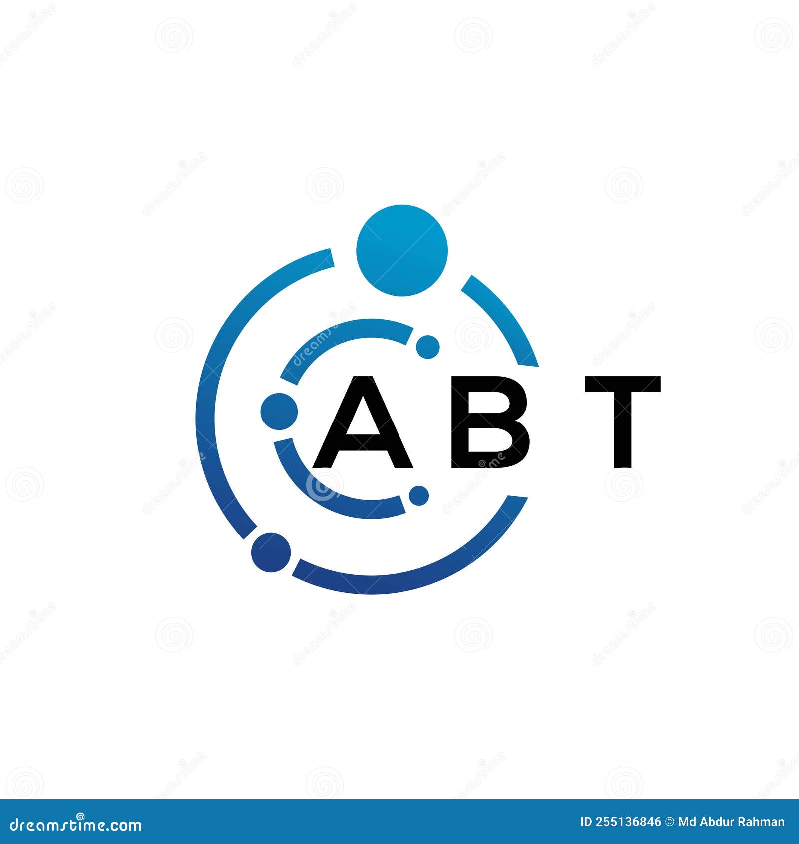 ABT Letter Logo Design on Black Background. ABT Creative Initials ...