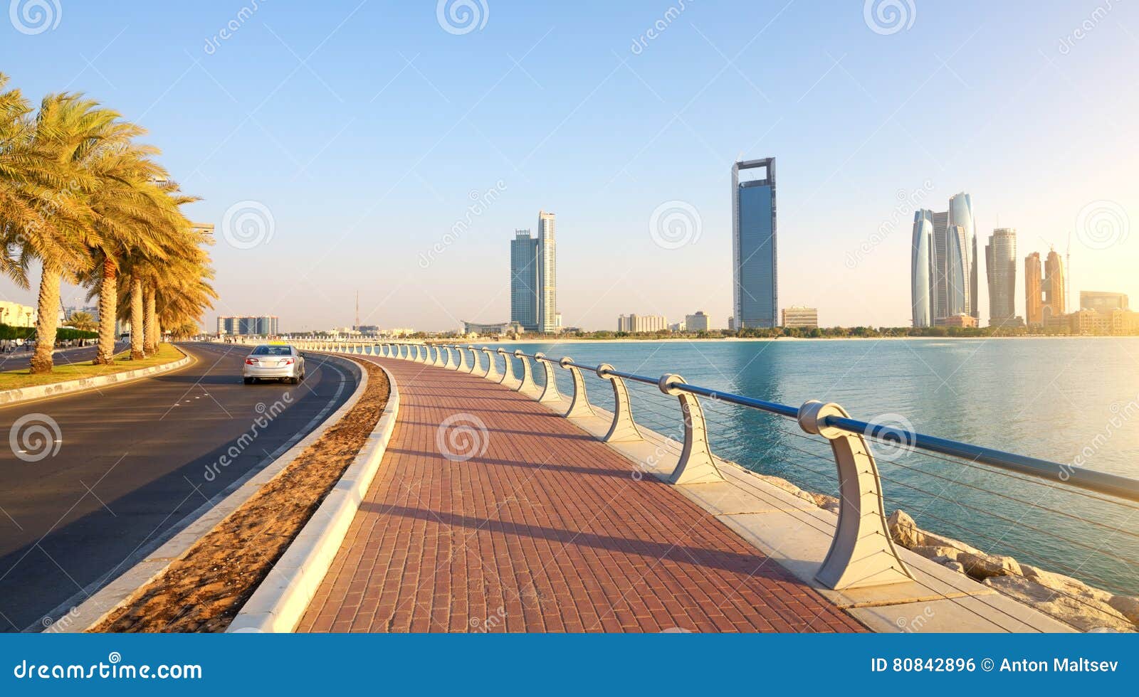 Abu Dhabi, Corniche Road stock photo. Image of morning - 80842896