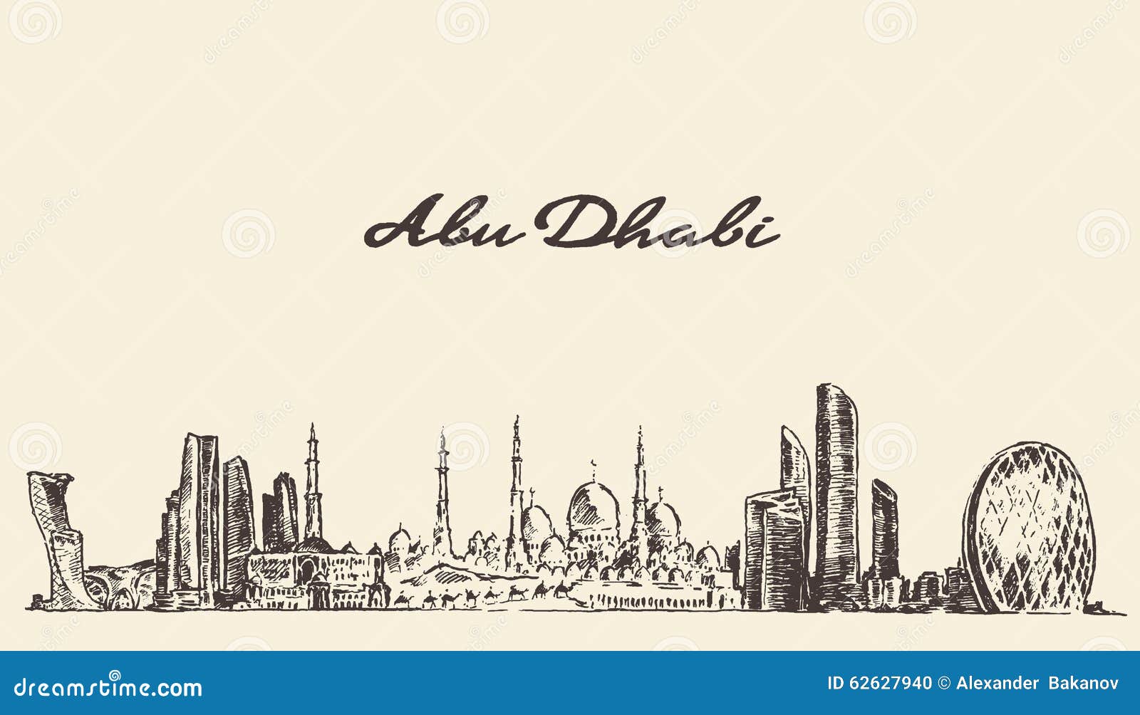 Abu Dhabi Skyline And Landmarks Silhouette. Vector Illustration ...