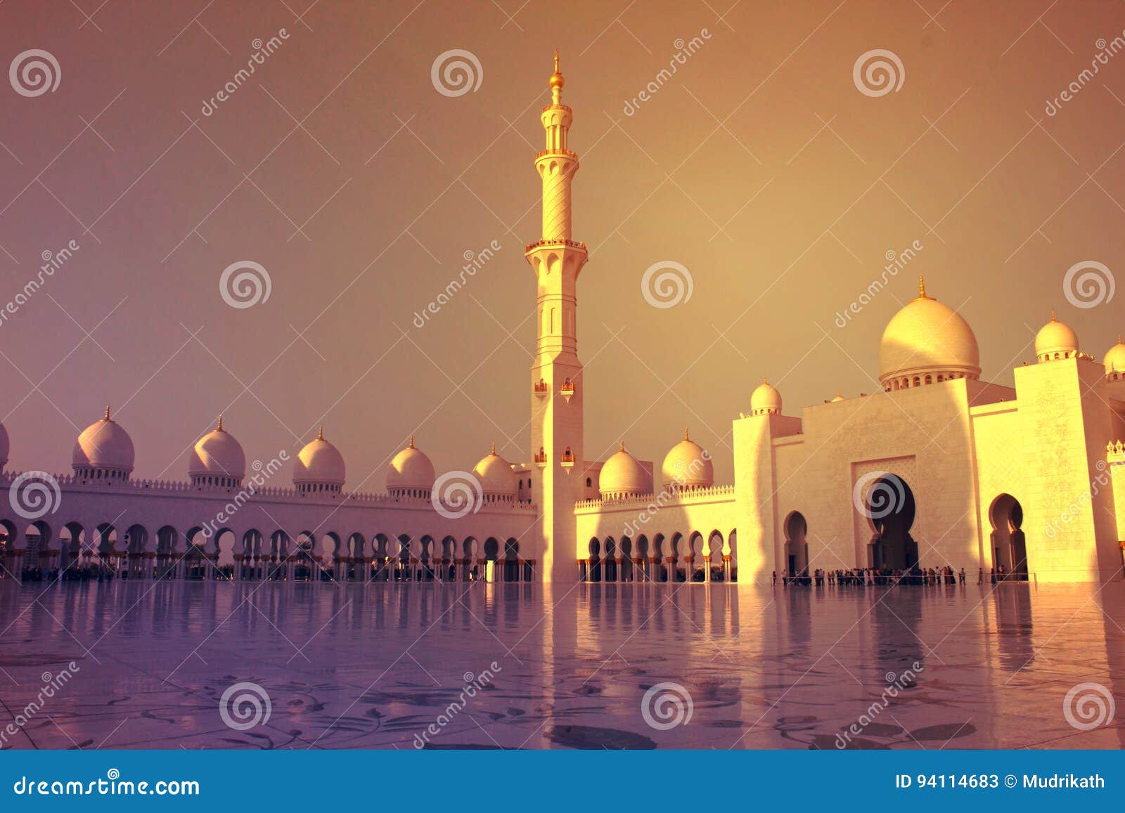 Abu Dhabi United Arab Emirates March 22 2017 Domes And Minaret At