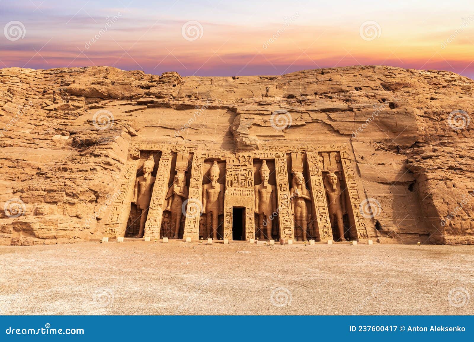 Abu Simbel Nefertari Temple, Main View at Sunset, Egypt Stock Image ...