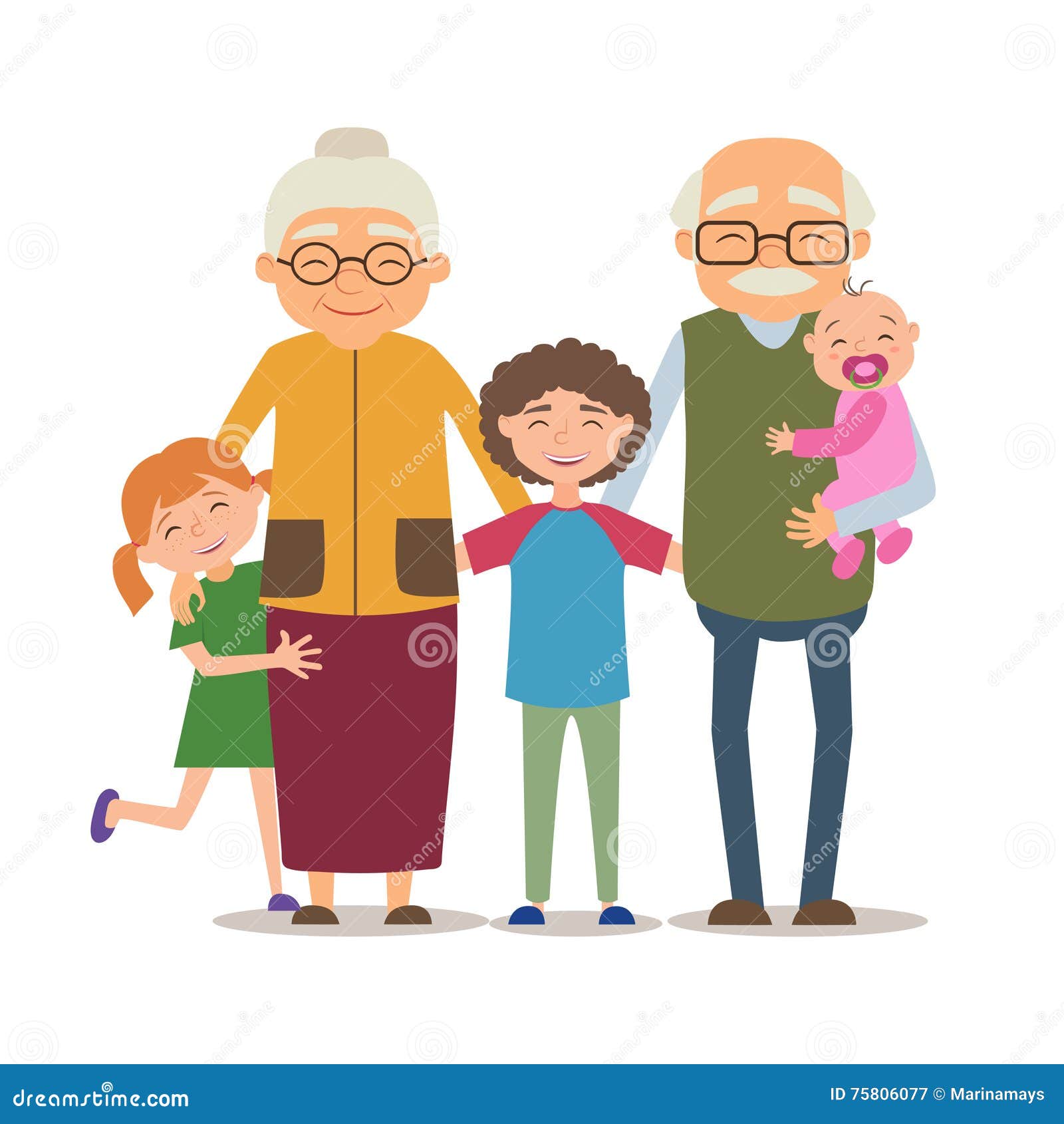 Abuelos con sus nietos ilustración del vector. Ilustración de hembra ...