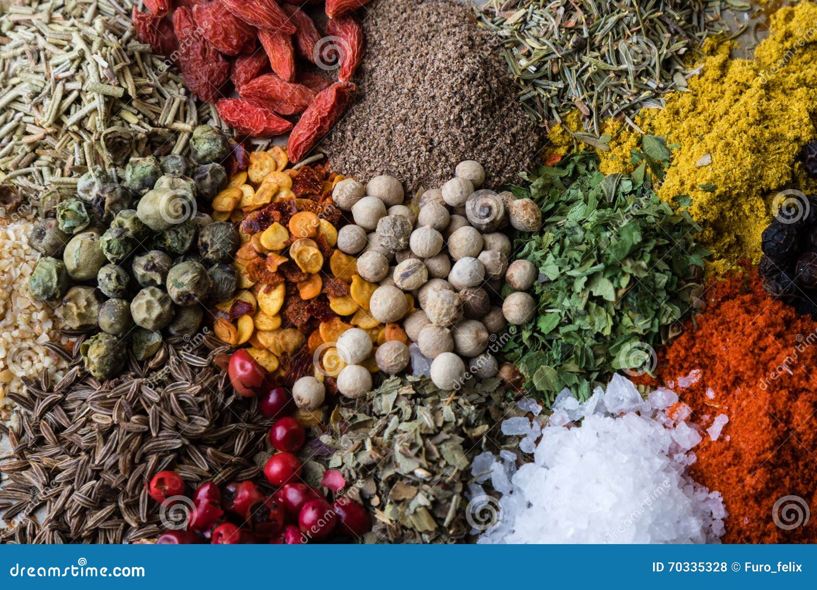 Abundance of color spices stock photo. Image of background - 70335328