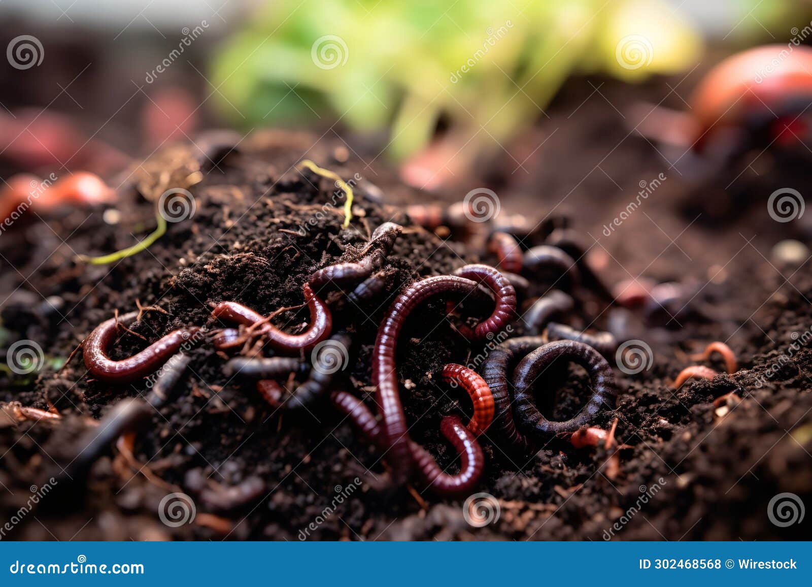 Abundance of Small, Red Worms are Seen Scattered Across the Soil, AI ...