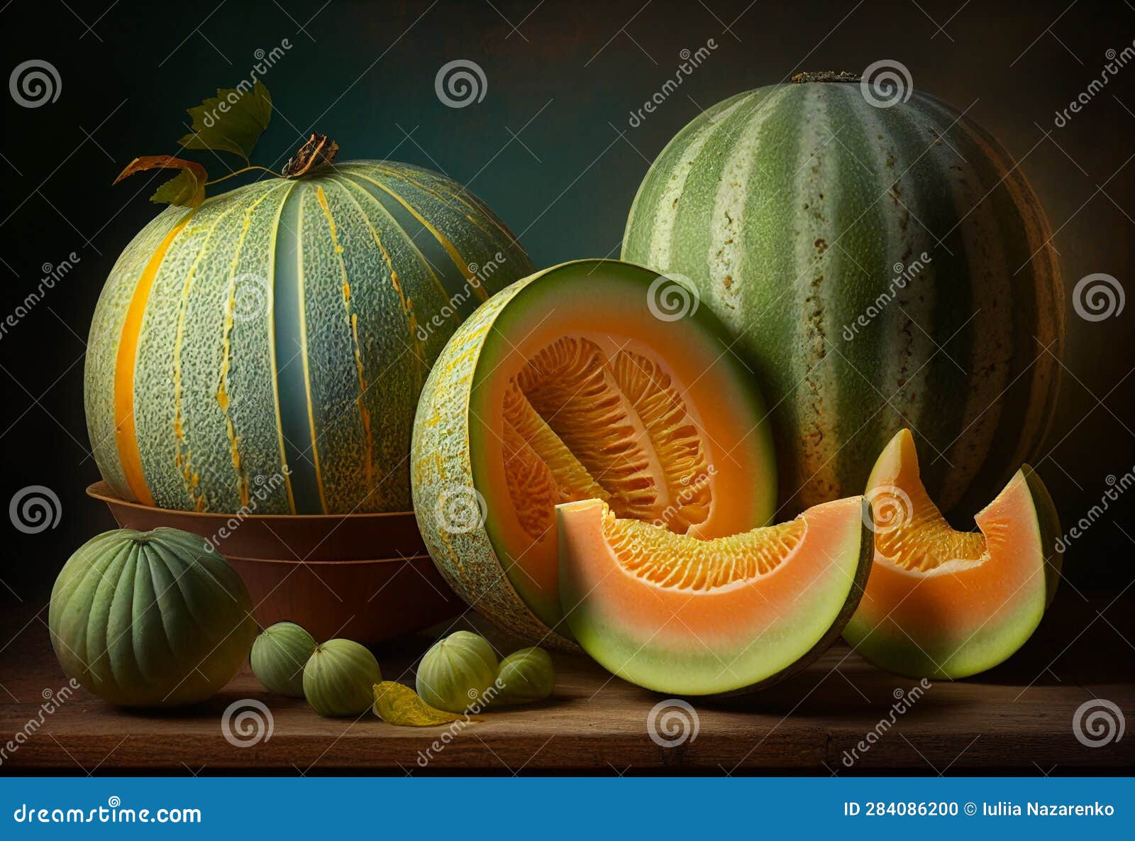 Abundant Harvest of Fresh Melons. AI Generated Stock Illustration ...