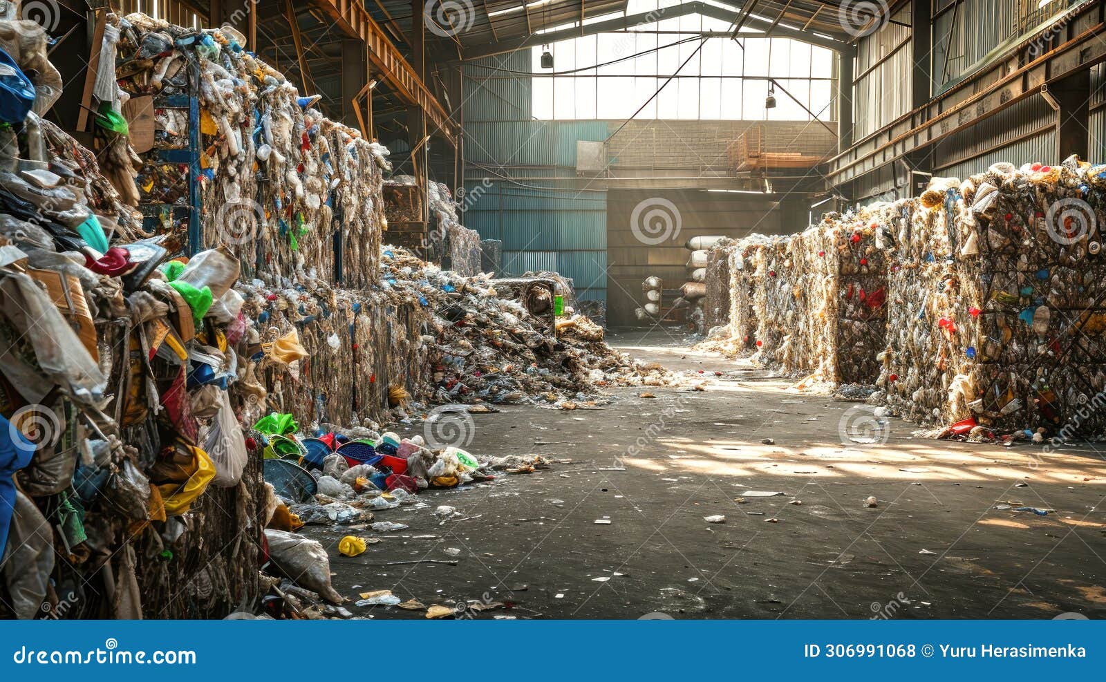Abundant Trash in Warehouse at Garbage Processing Plant Stock ...