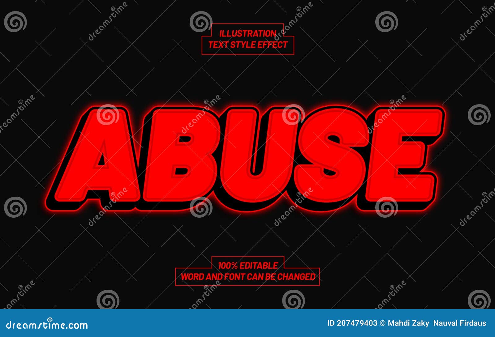3D Abuse Text Style Effect stock vector. Illustration of banner - 207479403