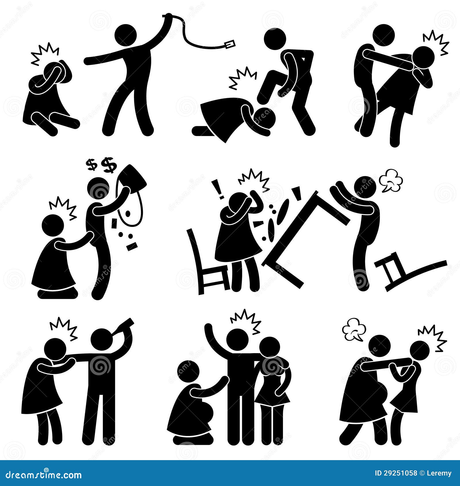 Abusive Husband Helpless Wife Pictogram Stock Vector - Illustration of ...