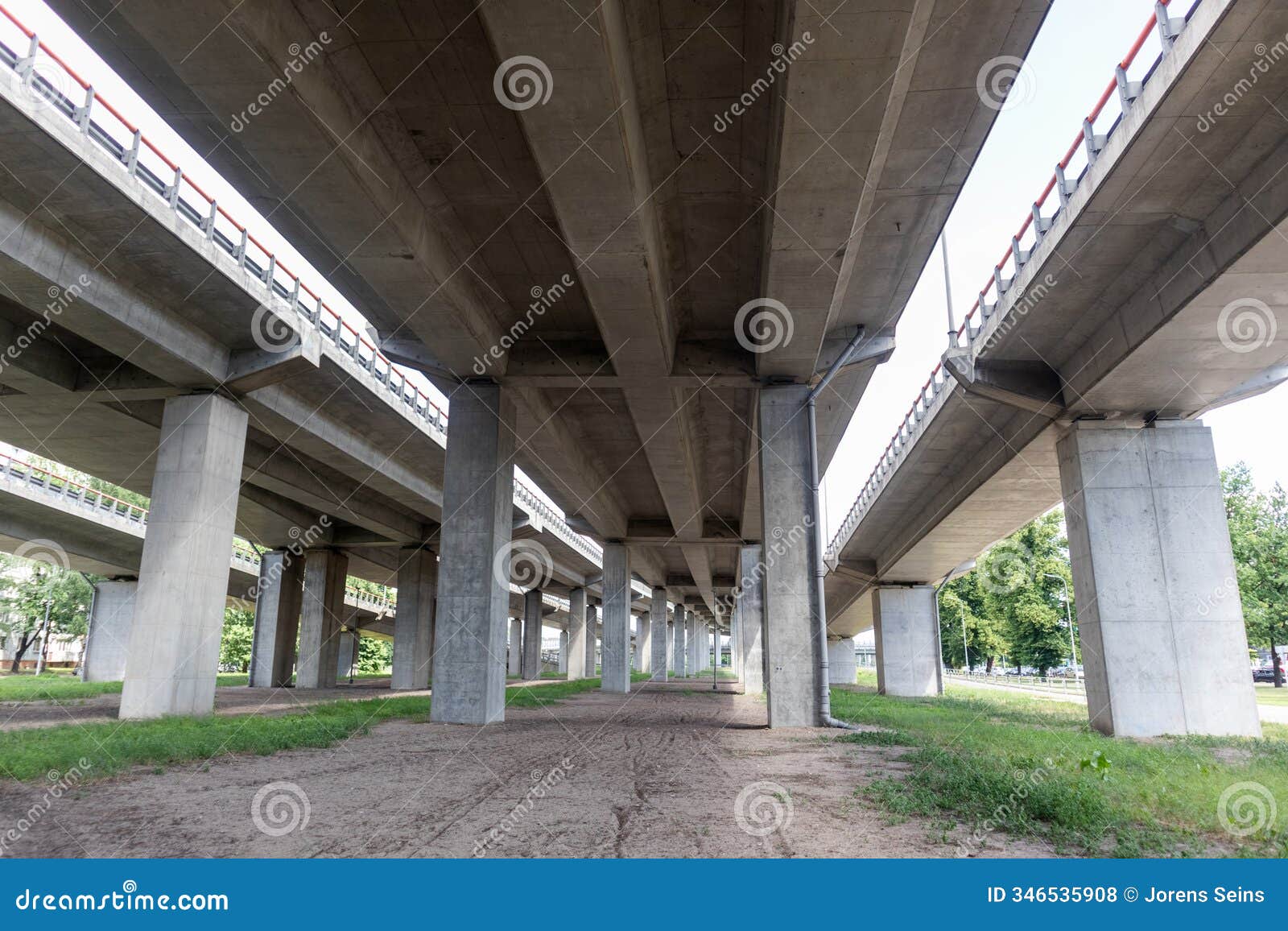 .Abutments of a Multi-lane Concrete Bridge in the City Stock Photo ...