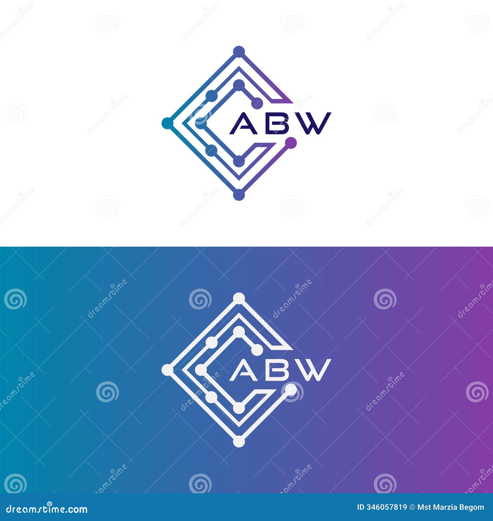 Abw Tech Initial Logo Design Icon for Technology, Digital, Tech ...