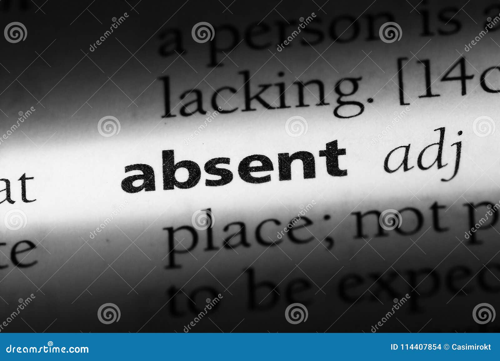 Abwesend stockfoto. Bild von konzept, text, definition - 114407854