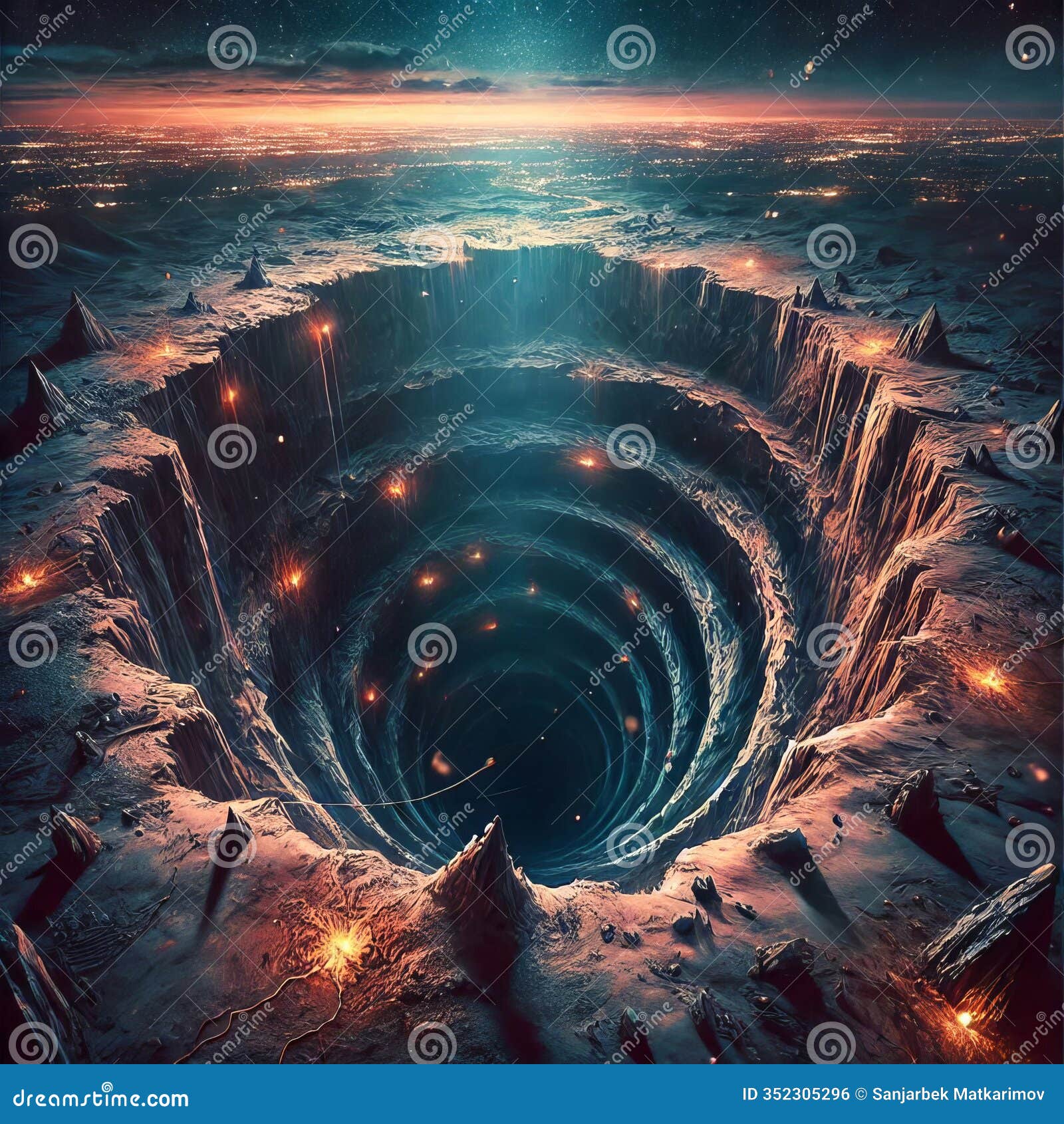 Abyss A Deep Seemingly Bottomless Pit Representing The Fear Of F Stock Photography ...