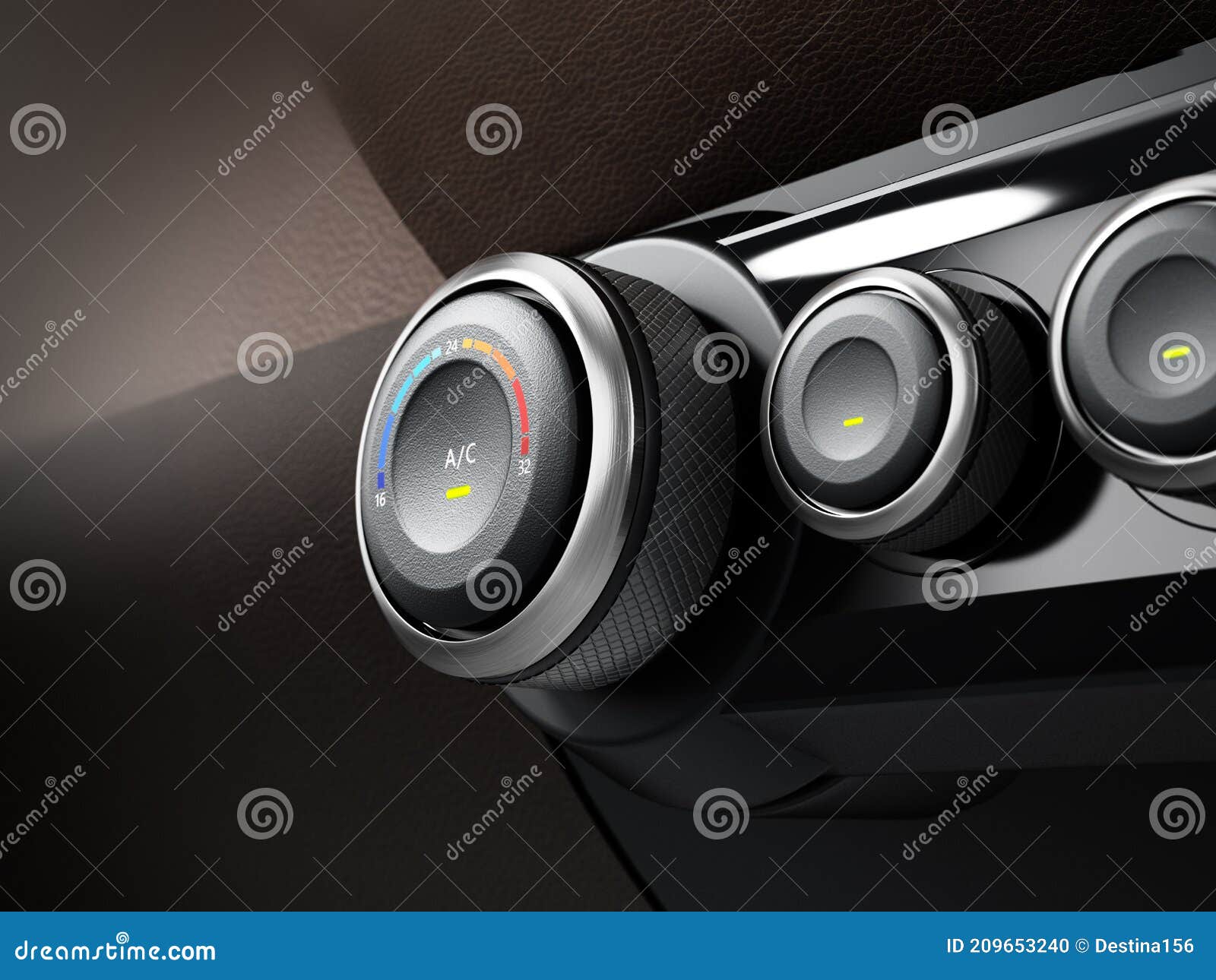 AC Button of a Modern Car. 3D Illustration Stock Illustration ...