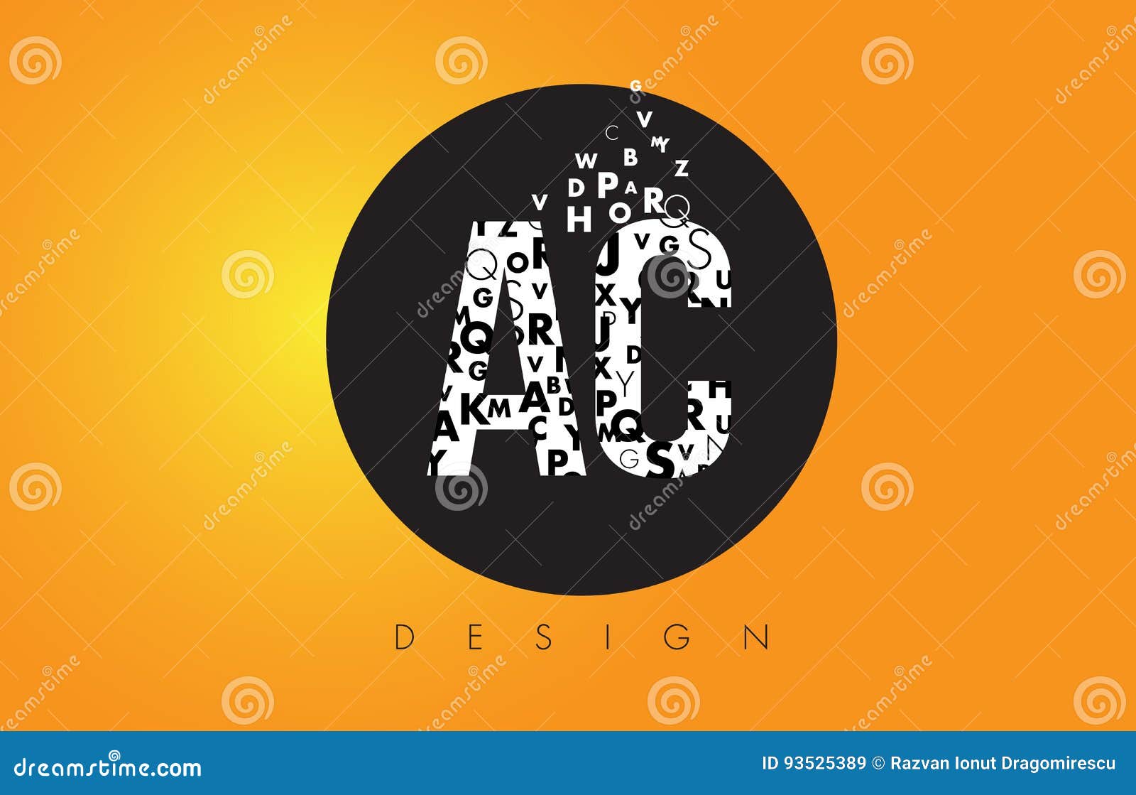 AC a C Logo Made of Small Letters with Black Circle and Yellow B Stock ...