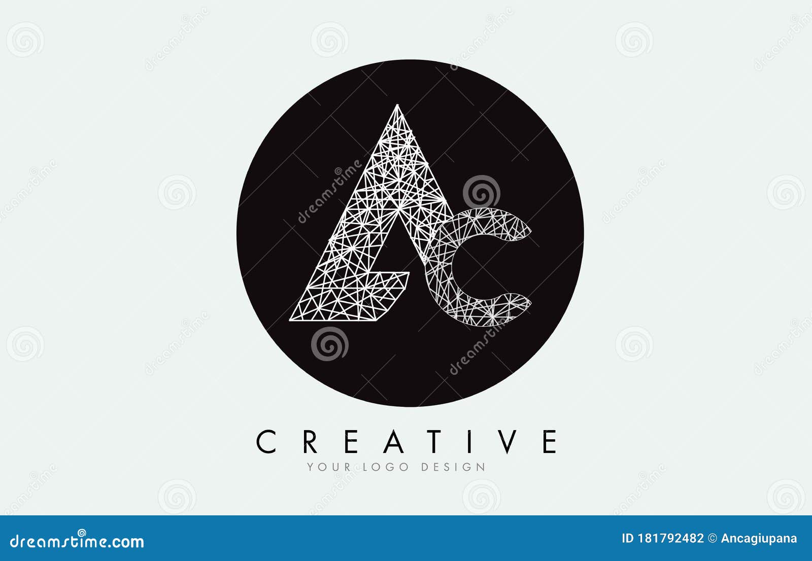 AC a C Sketched Stylized Letters with Different White Lines Pattern ...