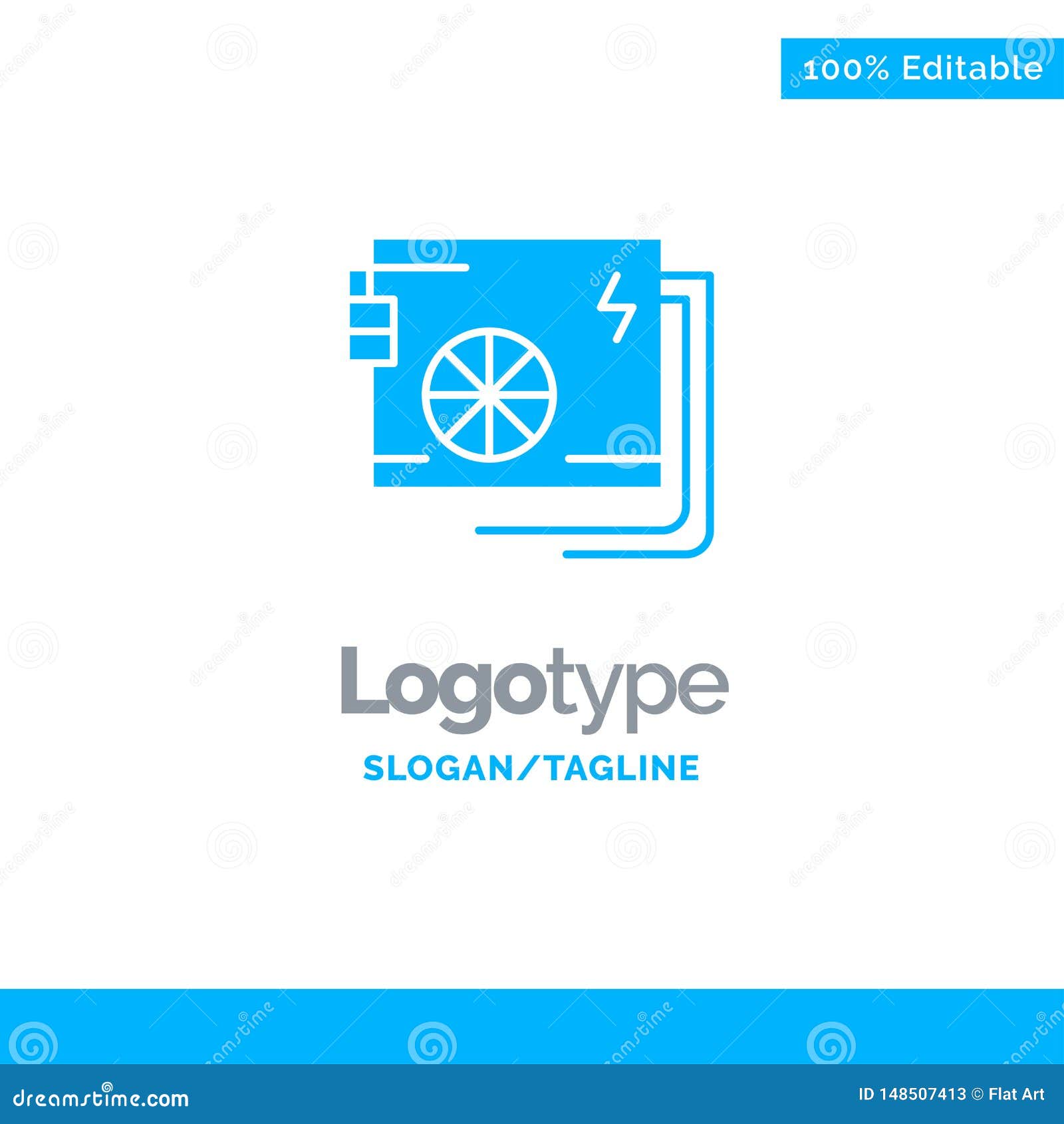 Ac, Computer, Part, Power, Supply Blue Solid Logo Template. Place for ...