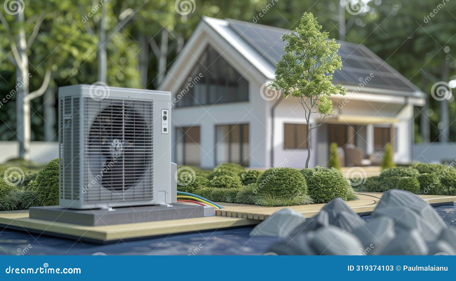 AC Concept Image with an Air Conditioning Unit Next To a House Model ...