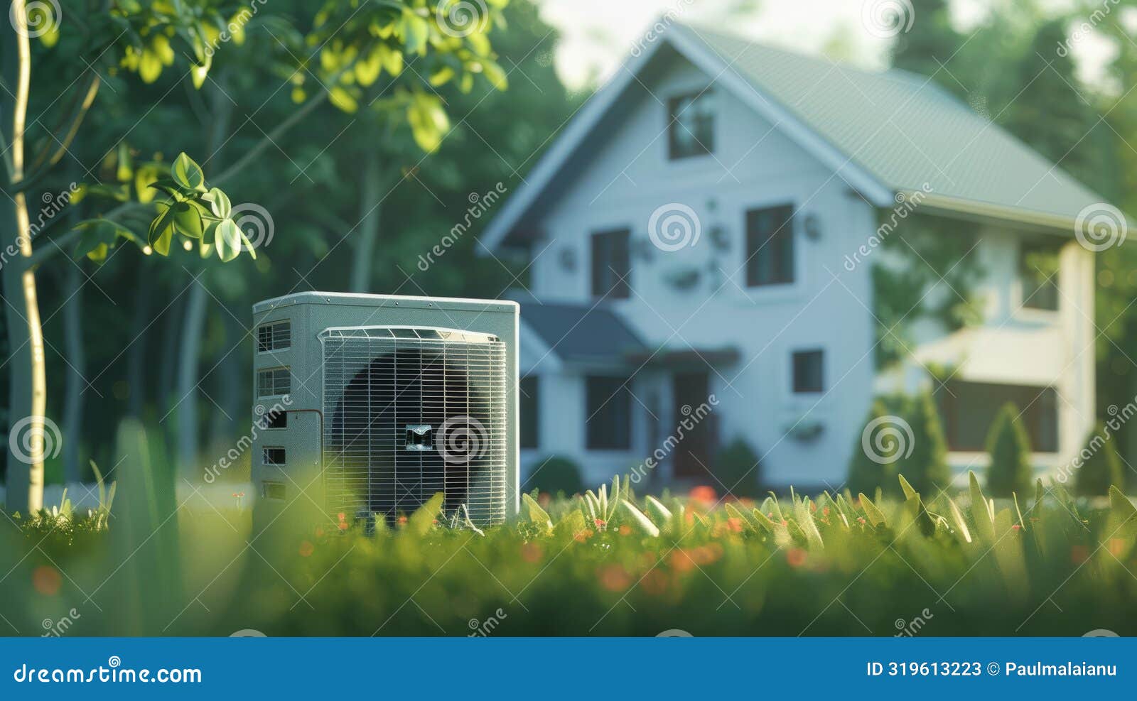 AC Concept Image with an Air Conditioning Unit Next To a House Model ...
