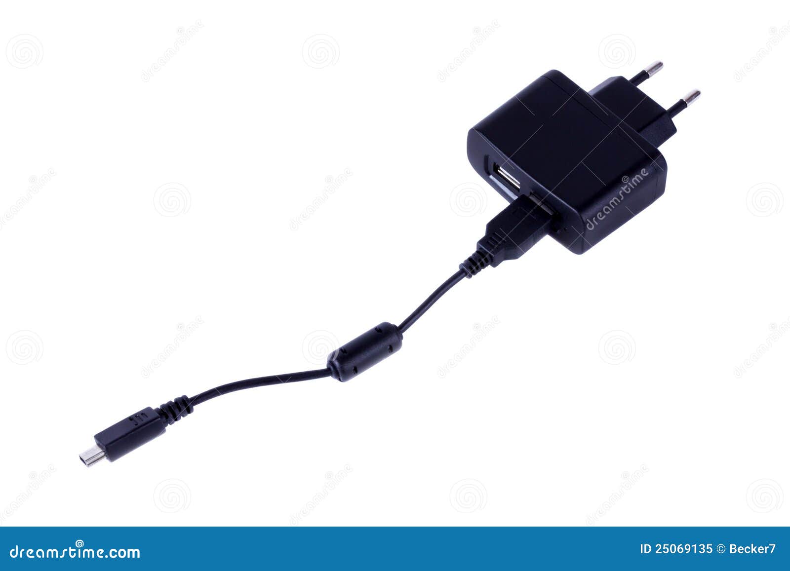 AC-DC USB Adapter with MicroUSB Cable Stock Image - Image of component ...