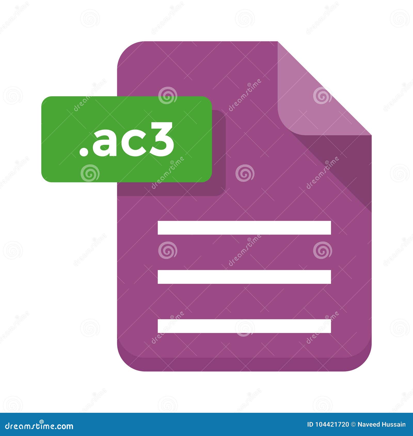 Ac3 file flat icon stock illustration. Illustration of product - 104421720