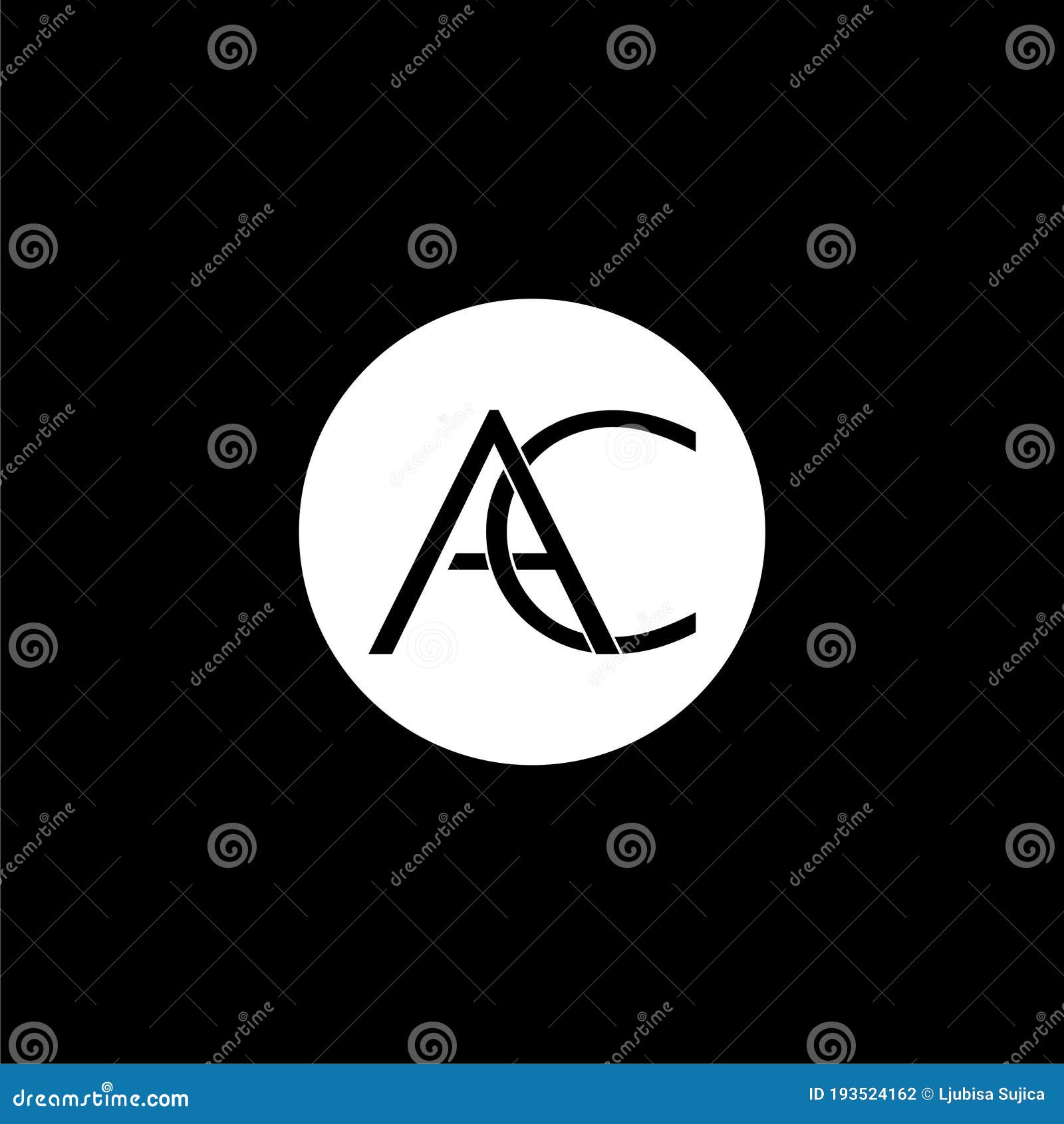 AC Initial Abstract Logo Concept Isolated on Dark Background Stock ...