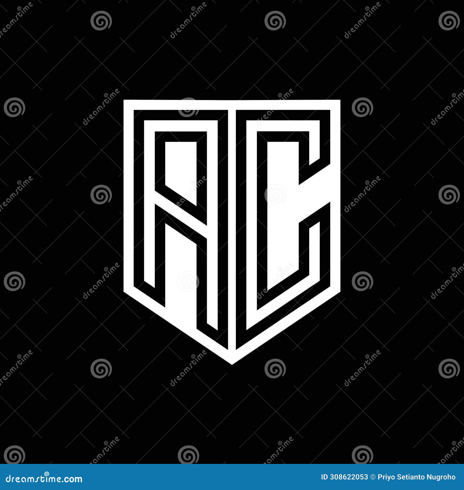 AC Logo Monogram Shield Geometric Black Line Inside White Shield Color ...