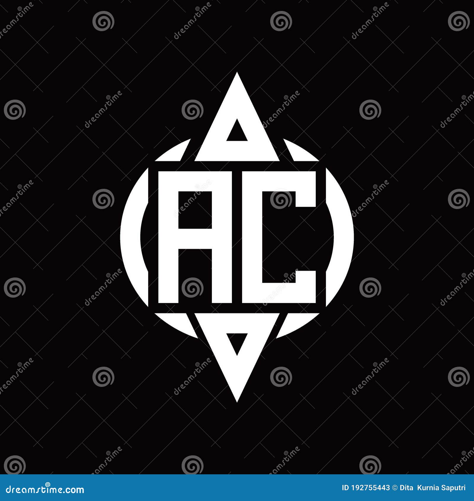AC Logo with Circle Rounded Combine Triangle Top and Bottom Side Design ...