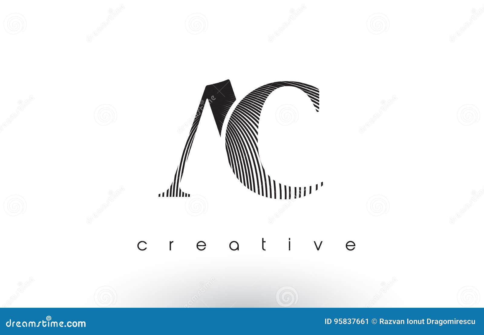 AC Logo Design with Multiple Lines and Black and White Colors. Stock ...