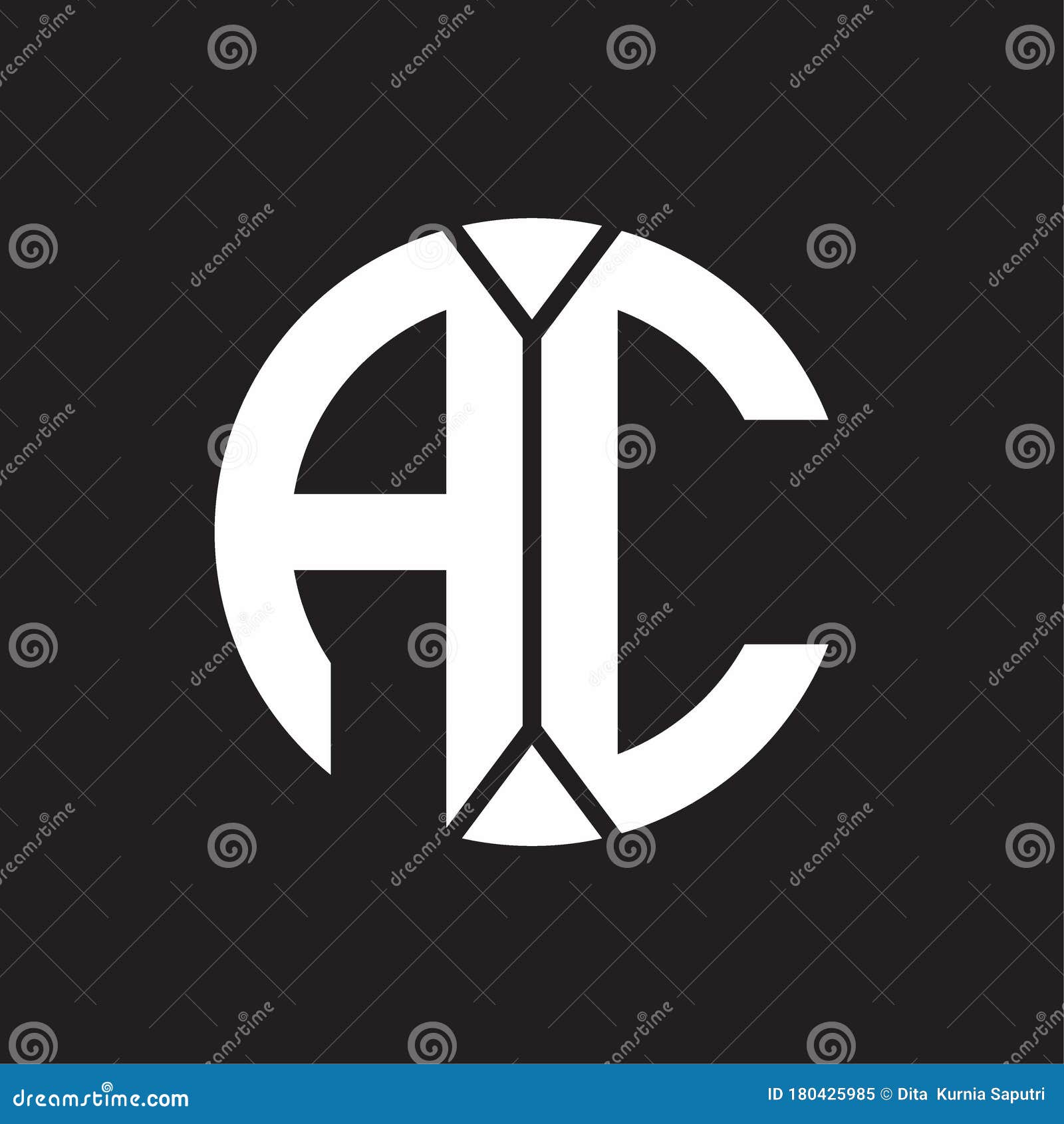 AC Logo Monogram with Piece Circle Ribbon Style Stock Vector ...