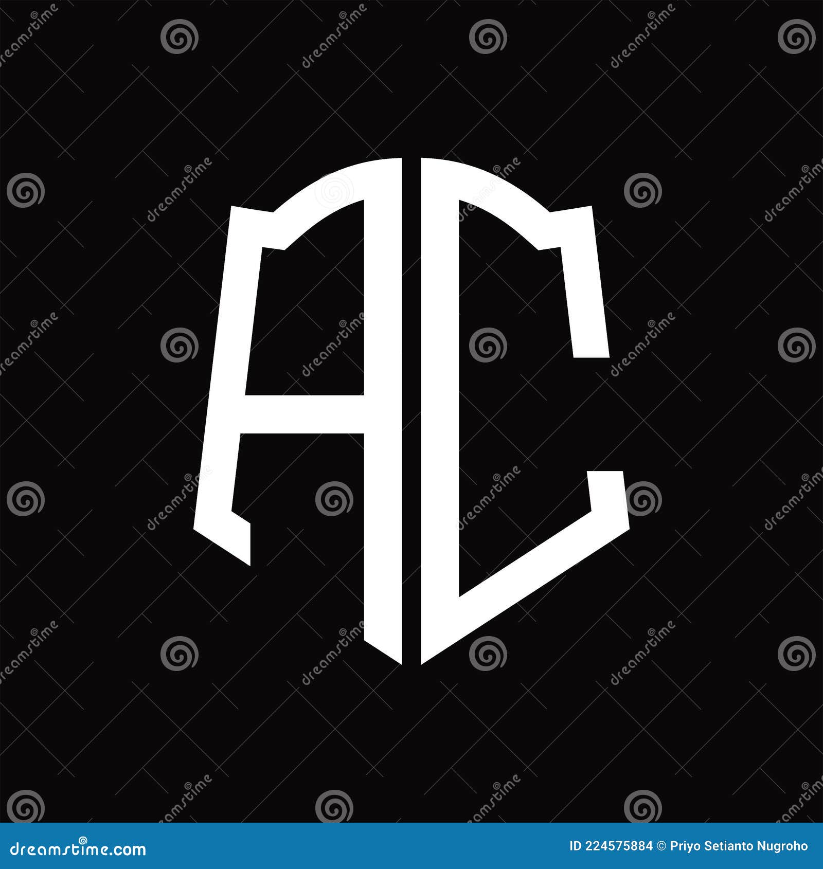 AC Logo Monogram with Shield Shape Ribbon Design Template Stock Vector ...