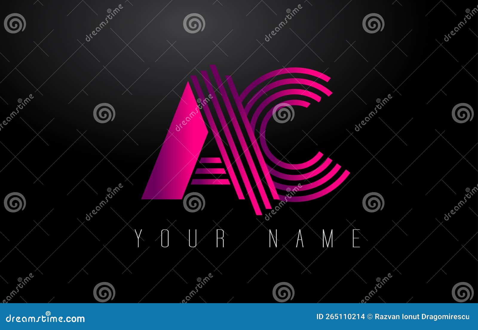 AC Magenta Lines Letter Logo. Creative Line Letters Vector Template ...