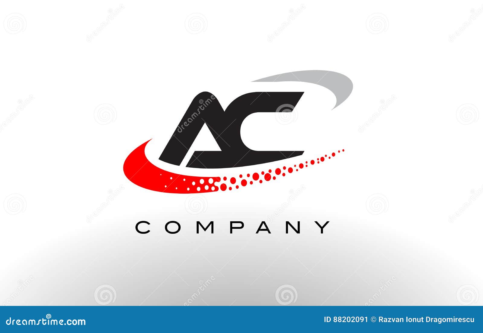 AC Modern Letter Logo Design with Red Dotted Swoosh Stock Vector ...