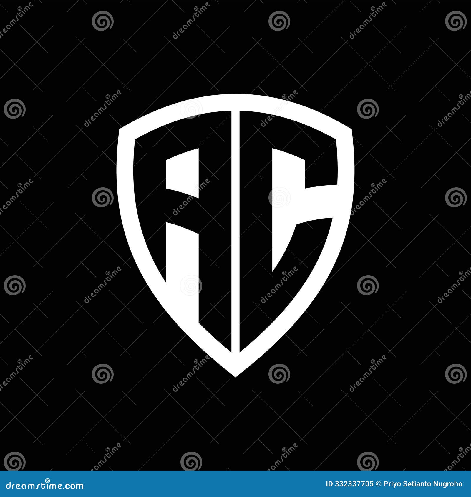 AC Monogram Logo with Bold Letters Shield Shape with Black and White ...